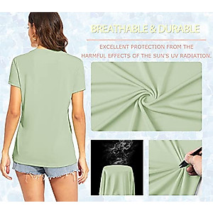 TACVASEN Womens T-Shirts Short Sleeve Shirts Summer Shirt Swim Shirts Rash Guard Quick Dry T Shirt Athletic Shirts Sun Protection Shirt Workout Shirts UV Shirts for Women Light Green
