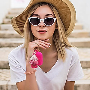 Case Cover for Airpod Pro Charging Case, Upgraded Air Pods Silicone Case Skin with Cute Tassel Keychain Kit (Rose Pink)