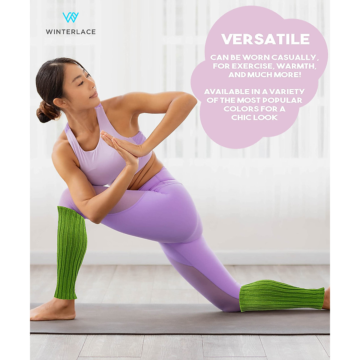 Leg Warmers for Women, 6 Pairs Knee High Cable Knit Warm Thermal Acrylic Winter Sleeve