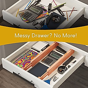 Casavala Expandable Drawer Organizer (6 Pack) Expandable Bamboo Drawer Dividers for Kitchen, Bathroom, Dressers, Home & Office, Bamboo Drawer Dividers Set of 6