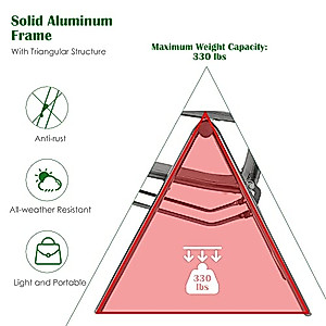 Tangkula Outdoor Folding Lounge Chair, Patio Reclining Chair W/7 Adjustable Backrest & Footrest Positions, Portable Chaise Lounge Chair w/Aluminum Frame for Poolside, Balcony, Backyard, Garden