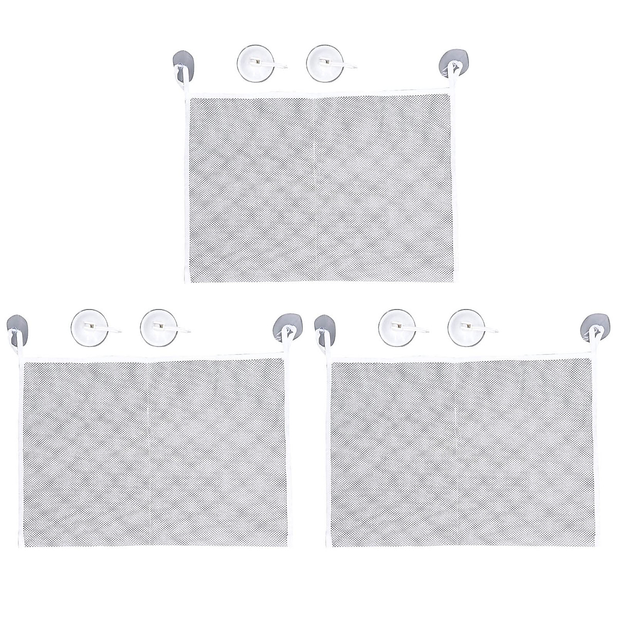 3 Pieces Bath Toy Organizer Bath Toy Holder with Strong Suction Cups and Hooks, Bathtub Toys Net Holder Organizer, Corner Shower Caddy Bag for Kids and Toddlers, Bathroom Hanging Mesh Basket