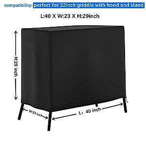 Grill Cover Fits for Blackstone 17inch or 22inch Griddle with Hood and Stand，Waterproof Dustproof UV Resistant Heavy Duty Griddle Cover