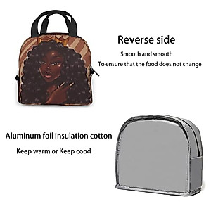 yalinan African Girl Lunch Bag African American Resuable Portable Lunch Box Insulated Cooler Bag for Teen Girls Women Work Picnic School, Gift for Daughter Granddaughter