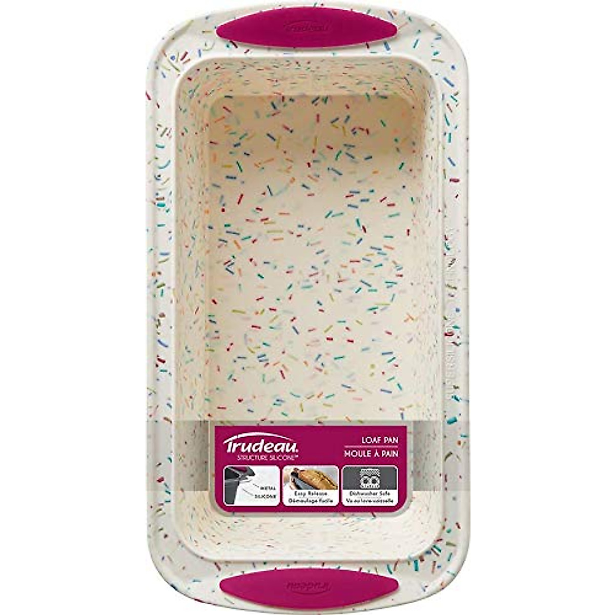 Trudeau Structure Loaf Pan Silicone Bakeware, Medium, White Confetti