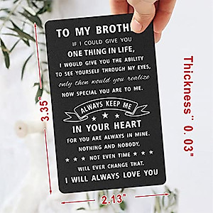 Laluminter Brother Gift Ideas, Big Brother Christmas Card, Engraved Wallet Card Decorations to My Bro