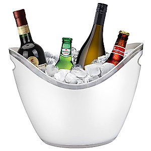 Yesland 3.5L Ice Buckets White Acrylic Drink Bucket Beverage Tub Wine Champagne Bucket - Storage Tub for Wine, Champagne or Beer Bottles Parties and Home Bar