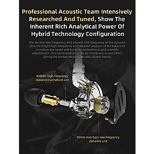 keephifi KZ ZSN Pro X Wired Ear Buds with Microphone,1BA+1DD Hybrid IEM Earphones Earbuds Punchy Bass,Comfortable Wearing, Detachable Cable for Audiophiles Musicians Singers Drummers(Gold,with Mic)