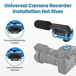 Moukey Video Microphone, Camera Microphone with Monitoring Function, Shotgun Mic for iPhone, Android Phone, Camera Sony/Nikon/Canon/DV Camcorder, Ideal for Interview/Vlogging