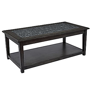 Jofran Grey Mosaic Cocktail Table, 48" W X 26" D X 19" H, Dark Finish, (Set of 1)