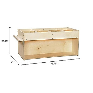 Contender 8 Section Top Sided Mobile Book Organizer with Side Easel For Toddlers, Bookcase for Home, Classroom, Daycare, Montessori Shelf in Natural Finish