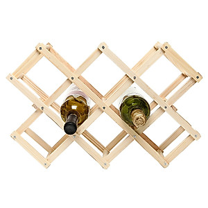 Birougo Solid Wood Wine Wine Shelf Creative Folding Wooden Wine Rack Decoration Multi-Bottle Ornaments (10 Bottle Slots)