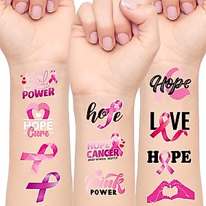70pcs Pink Ribbon Breast Cancer Awareness Tattoo Sticker Foundation/Event/Walk/Run
