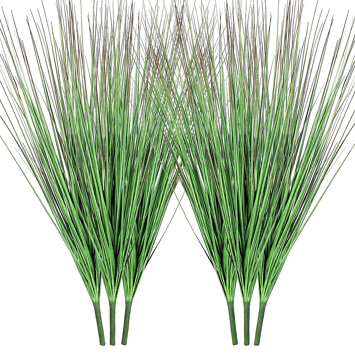 BANNINEO 27" Artificial Plants Greenery Wheat Grass for Indoor Outdoor, UV Resistant Realistic Faux Fake Shrubs Plant Onion Grass for Home, Office, Living Room, Garden, Patio(6-Pack)