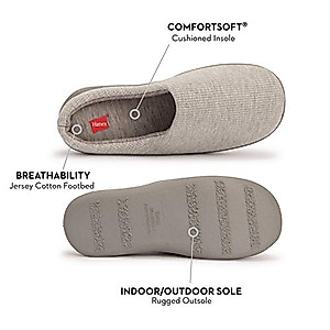 Hanes Womens Soft Waffle Knit Clog Slippers with Indoor/Outdoor Sole , Grey , Large