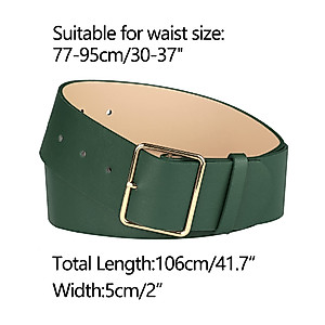 Allegra K PU Leather Belts for Women Metal Pin Buckle 2 inches Wide Belt for Dress Pants Fit waist 77-95cm/30-37 Green