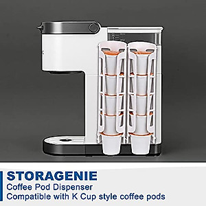 STORAGENIE Coffee Pod Holder for Keurig K-cup, Side Mount K Cup Storage, Coffee Pod Organizer, Perfect for Small Counters (2 Pack| For 10 K-Cups, White)
