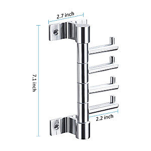 BAMTALK Swivel Towel Hooks Wall Coat Rack with 4 Swivel Arms, Towel Hooks for Bathrooms,Heavy Duty Wall Clothes Hooks, Swivel Coat Rack Hat Rack Wall Mount, Key Holder Hanger