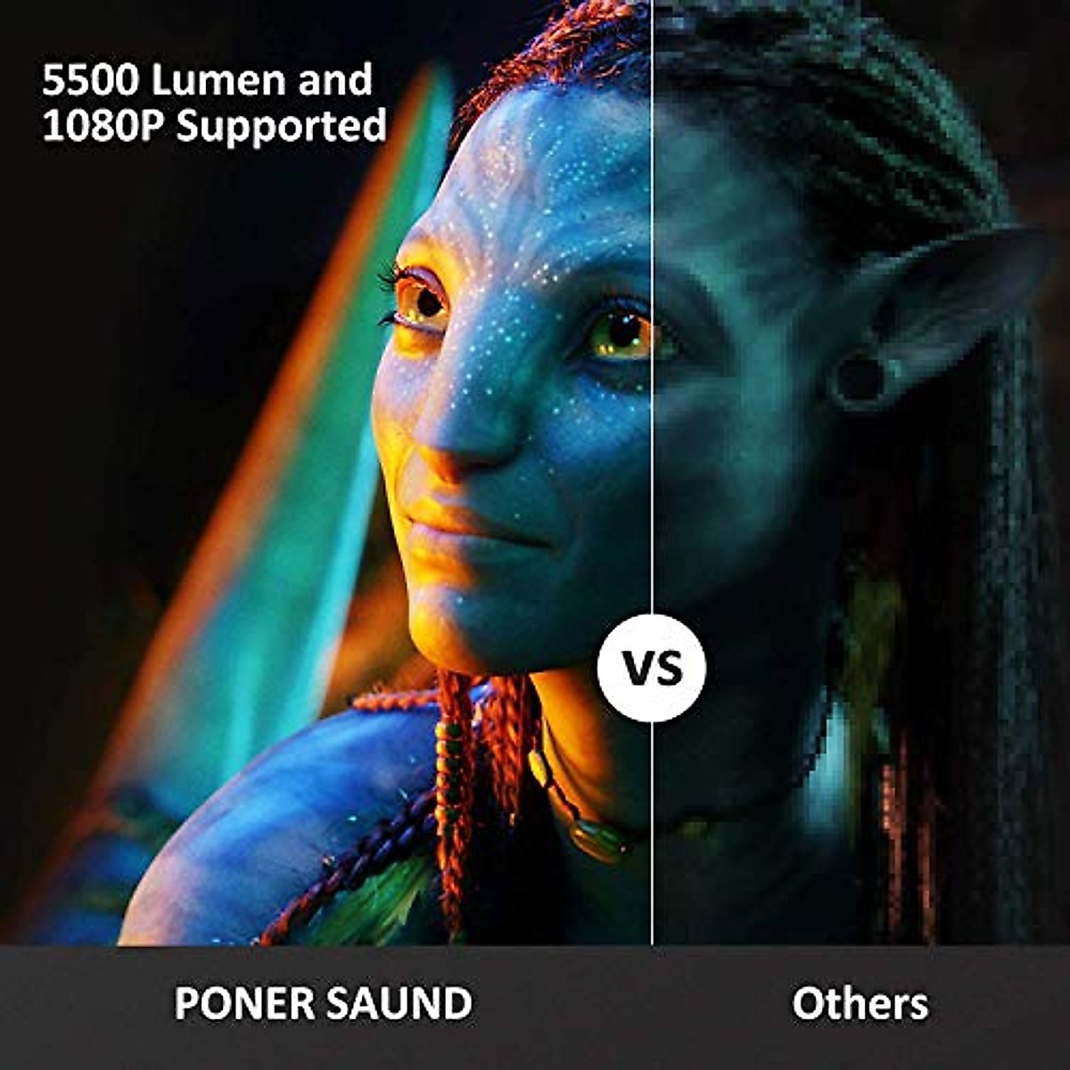 PONER SAUND Mini Portable Projector with Projector Screen