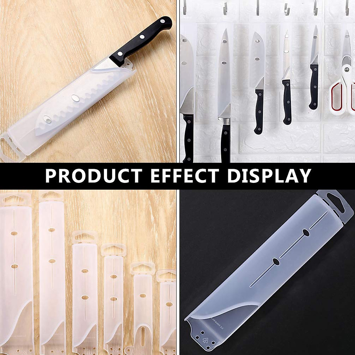 Cabilock 1 Chef Knives Cover Set 6pcs Plastic Knife Sheath Clear Knife Sleeves Knife Protector Bread Knife Safety Cover for Home Leather Knives Sheath Shop Plastic Knives Guard