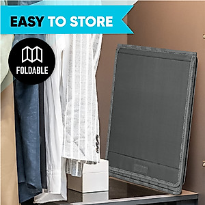 Hula Home Toy Storage (3pc) Large - Collapsible Chest Bins w/Lids | Premium Polyester Linen Fabric - Foldable Box Organizer Closet Trunk Container Basket w/Cover for Boys Girls Bedroom Nursery(Gray)