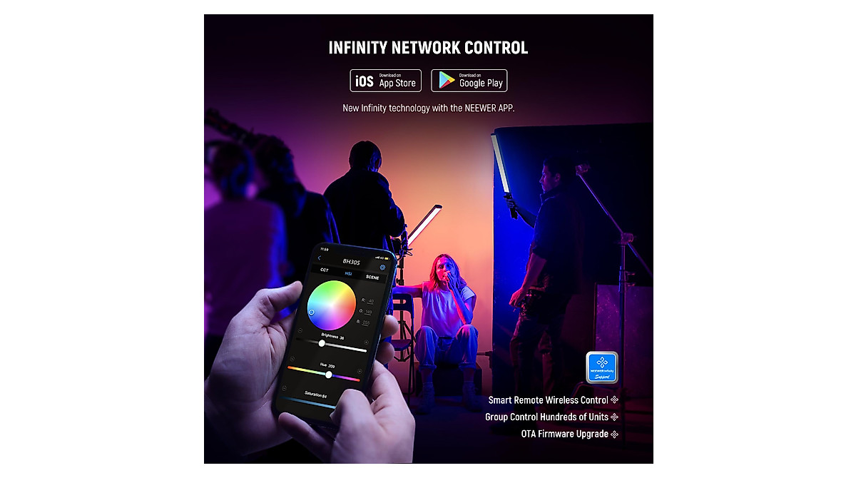 NEEWER RGB Video Light Stick Kit 2 Pack - Portable, App Control, 18 Effects