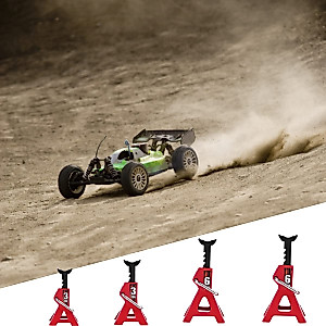 Rc Car Jack Stands Toy, 4Pcs 1/10 Scale High Simulation 6 Ton 3 Ton Toy Cars Stands Metal Jack Stand Rc Crawler Car Stands Model for D90 Wraith Scx10 1/10 Rc Crawler Accessories