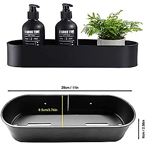 Shower Caddy Basket Shelf Shower Shelf Shampoo Holder Organizer No Drilling Adhesive Wall Mounted Bathroom Shelf - with Adhesive Sticker (Matte Black)