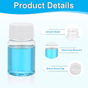 PATIKIL 20 Pcs 30ml Reagent Bottles, PET Wide Mouth Round Bottles with Screw Cap for Lab Water Reagent Liquids Solid Sample Storage Seal, Transparent