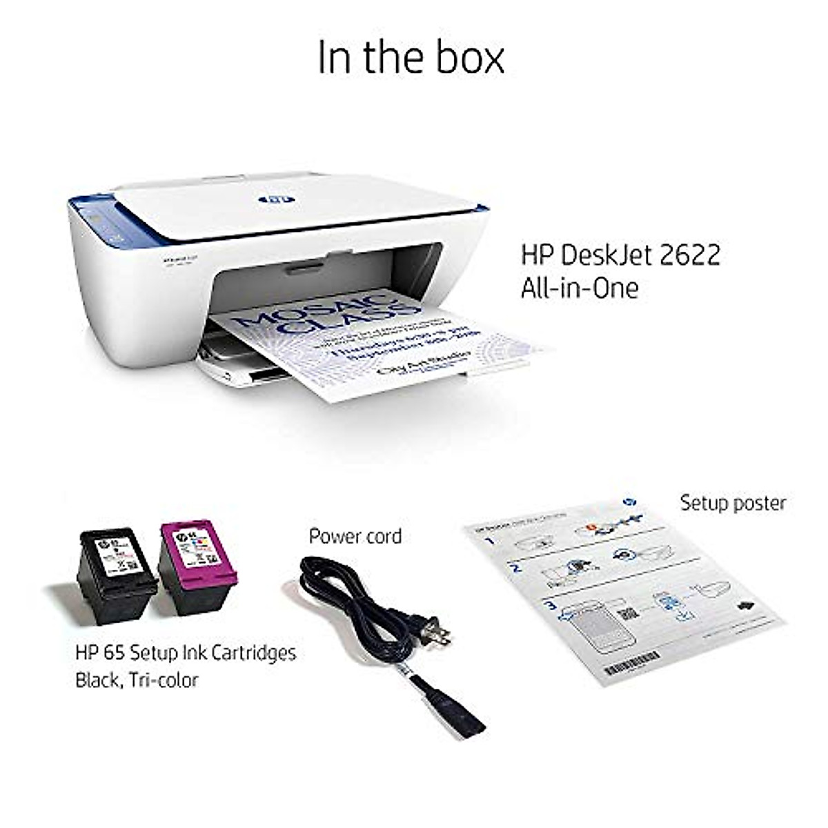 HP DeskJet 2622 All-in-One Compact Printer, Works with Alexa - White (V1N07A)