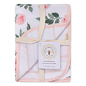 Burt's Bees Baby - Reversible Blanket, Nursery, Stroller & Tummy-Time Organic Jersey Cotton Quilted Infant & Toddler Bedding