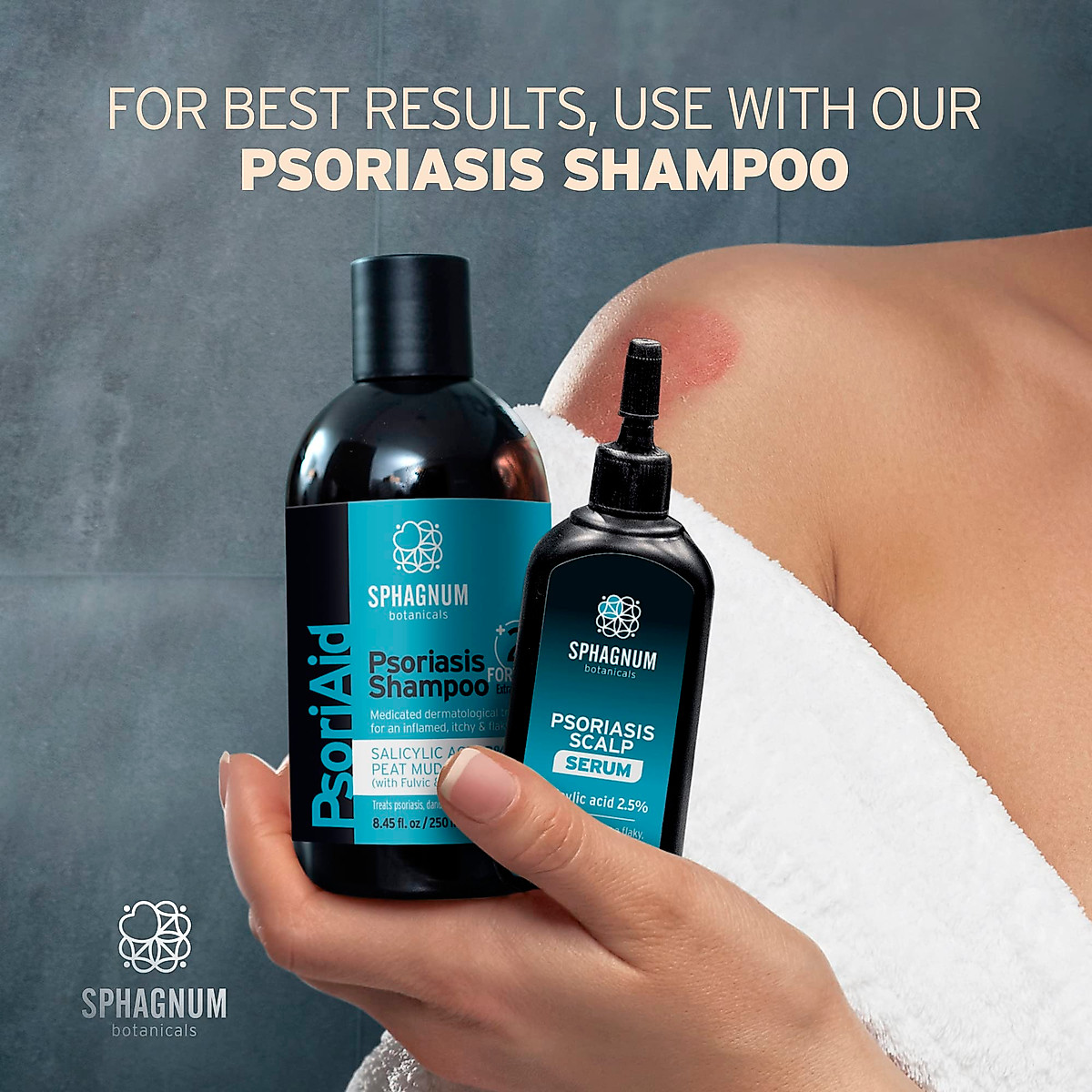 Severe Flaky Psoriasis Natural Serum and Shampoo 13.5 fl oz with Salicylic Acid Set