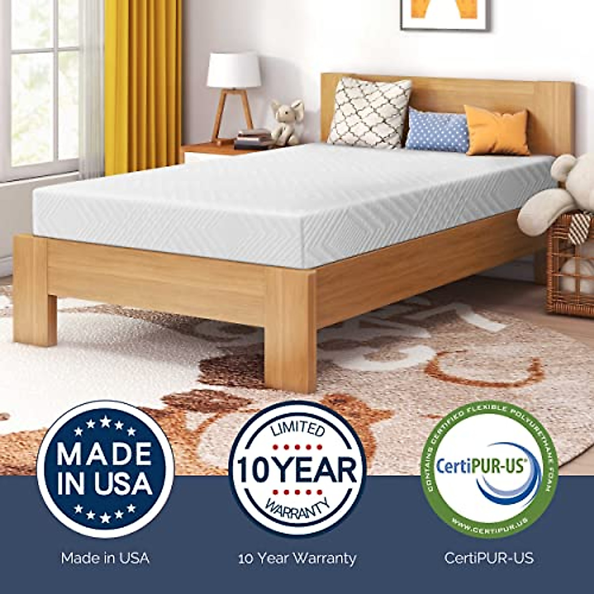 IULULU 6 Inch Twin Size Memory Foam Mattress, Bed in a Box Mattresses, Breathable Removable Quilted Cover, Medium Feeling, White