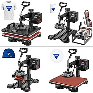 TOPDEEP 8 in 1 Heat Press Machine 12x15 inch, Combo Swing Away T Shirt Pressing Machine, Sublimation Heat Press Transfer Machine for T-Shirt Hat Cap Mug Plate