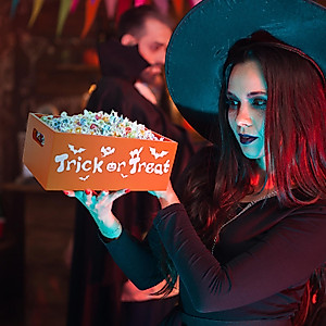 Halloween Candy Bowl Funny Halloween Candy Dish Trick or Treat Candy Bowl Large Wooden Serving Bowl for Office Halloween Party Decoration Housewarming Gift (Trick or Treat)