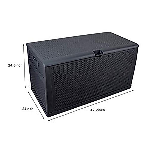 NALLBEIRRAA Outdoor Storage Box, Large Wood Deck Storage Box Bench Indoor/Outdoor Storage Bin Container for Patio Cushions, Outdoor Furniture, Garden Tools (Brown27)