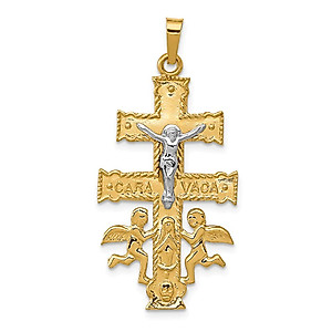 Jewels By Lux 14K Two Tone Gold Cara Vaca Crucifix Pendant