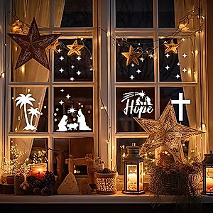 Christmas Stencil Christian Reusable Drawing Bible Stencils for Painting on Wood Crafts Cookie Canvas Shirts Ornament (26 Christmas 3in)