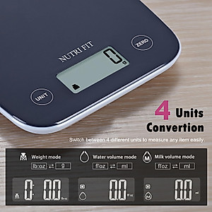 NUTRI FIT Digital Food Scale, 11lb Kitchen Scale Digital Weight, Cooking Scale for Food Ounces and Grams, 4 Units with 0.1oz/1g Precision, LCD Display with Tare Function