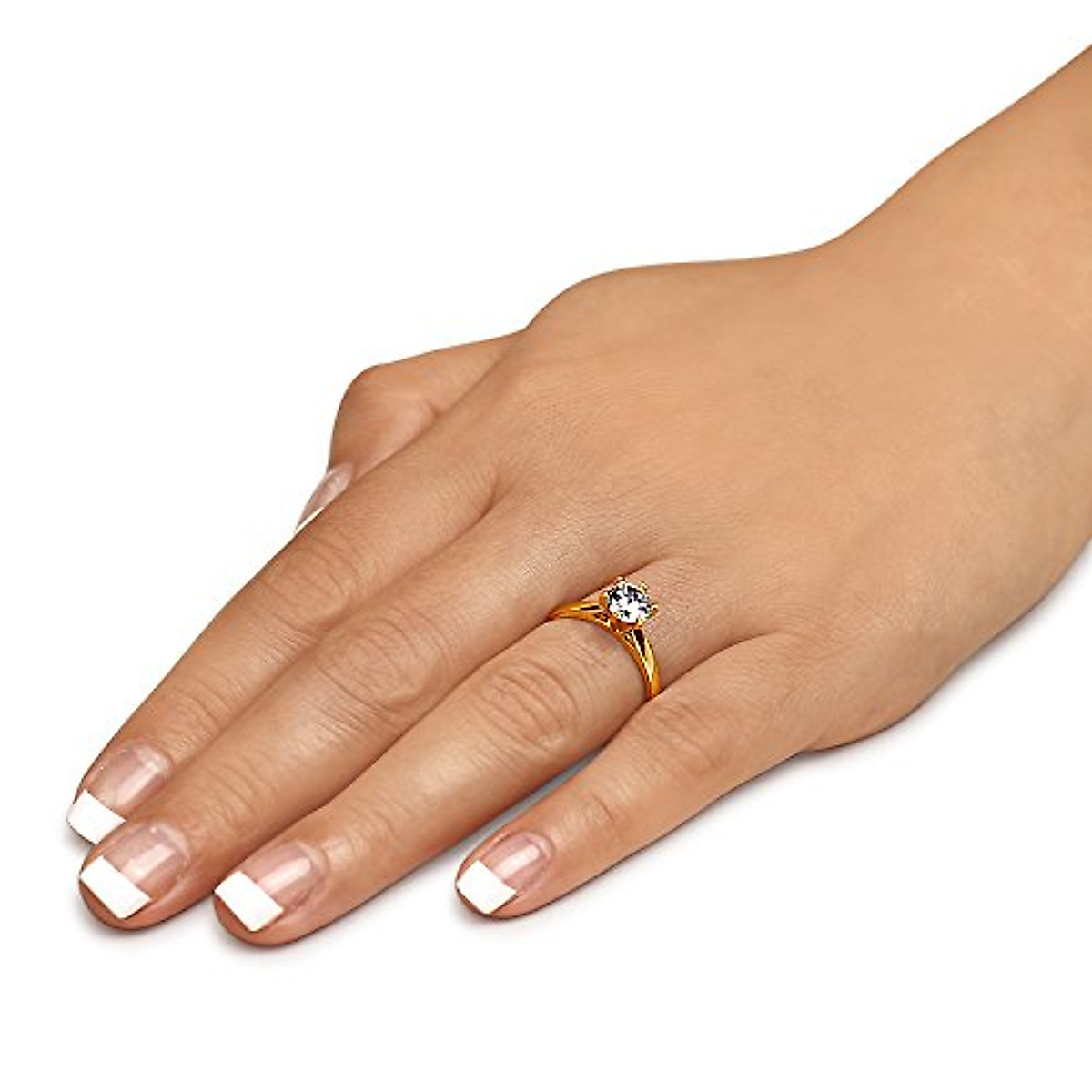 Size - 8 - Solid 14k Yellow Gold Round Cut Six Prong Solitaire Wedding Engagement Ring CZ Cubic Zirconia 1.50ct.