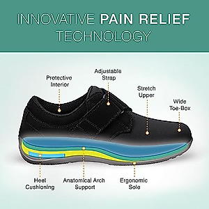 Orthofeet Women's Orthopedic Black Lycra Wichita Casual Shoes, Size 9 Wide