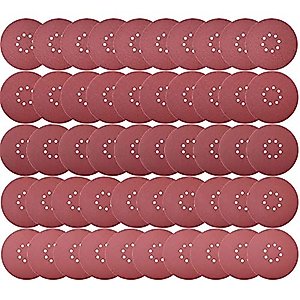 Sackorange 50 PCS 9-Inch 8-Hole Drywall Sanding Discs Set -10 PCS Each of 60 80 120 150 240 Grits, Premium 9" Hook-and-Loop Aluminum Oxide Abrasive Sander Paper for Drywall Sander
