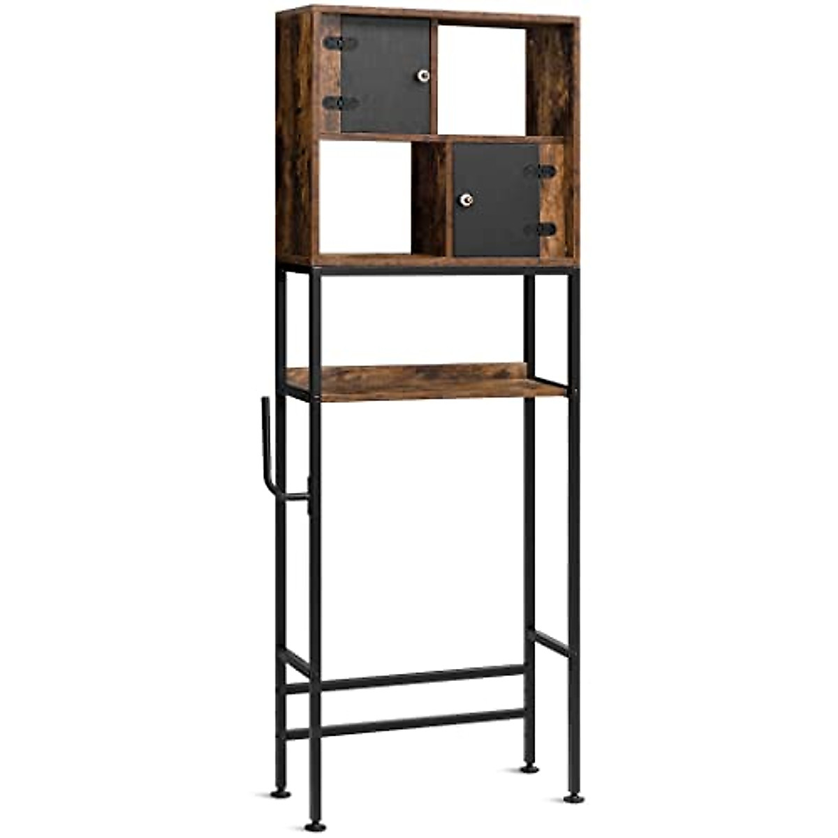 Becko US Over The Toilet Storage Rack with Cabinet, 4-Tier Freestanding Bathroom Storage Organizer Shelf with Toilet Paper Holder