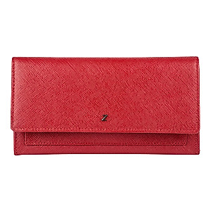 Zinda Genuine Leathers Women’s Wallet Long Purse Flap Over RFID Protection (Red)