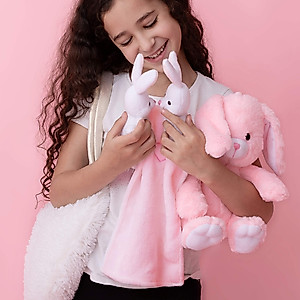 Perfectto Design Bunny Toy, 4 Pcs Set. Mommy, 2 Baby Rabbit Toys, XL Furry Bag and Doll Blanket. Age 3-8