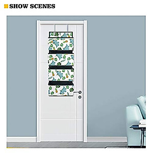 PZZ BEACH Over The Door/Wall Mount 4 Layers Hanging Storage Bag, Vintage Sunflower Floral- Yellow Pattern, Reusable Wall Hanging Storage Organizer