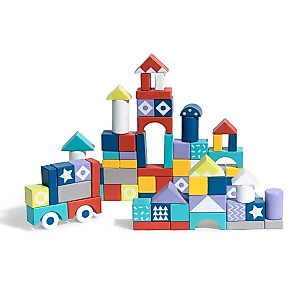 ROBUD Wooden Building Blocks Set for Toddlers Kids, Stacking Toy Gift for Boys and Girls Ages 3-8 Years Old - 100 PCS