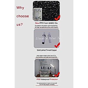 Slocable Solar Panel Connector 1500V 1000V IP68 Waterproof 50A PV Plug Tinned Copper Pins 5 Pairs (10mm2 (8AWG))