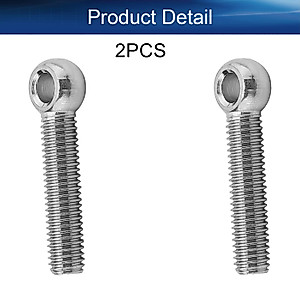 Yinpecly M8x40mm Eye Shape Bolt, 304 Stainless Steel Fish Eye Bolt, Lifting Ring Eye Bolts, 6mm x 14mm(IDxOD) Closed Rod Eye Screw Bolts Metric Thread, 2Pcs
