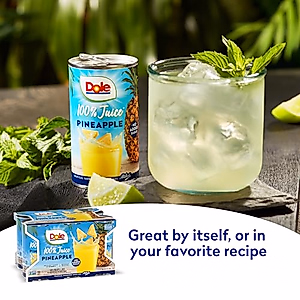 Dole 100% Pineapple Juice, No Added Sugar, Excellent Source of Vitamin C, 100% Fruit Juice, 6 Fl Oz (Pack of 6), 48 Total Cans, Packaging May Vary